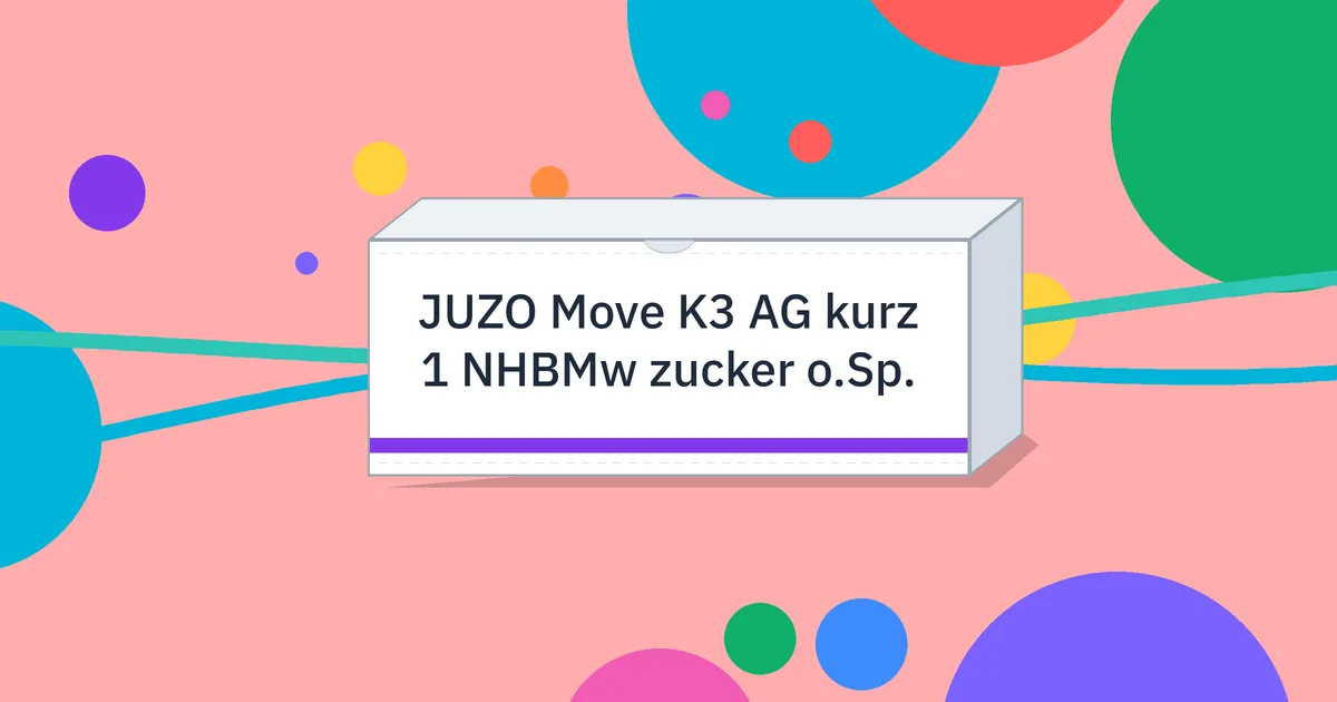 Symbolbild: Packung mit der Aufschrift JUZO Move K3 AG kurz 1 NHBMw zucker o.Sp. (PZN 18580794) – Verfügbarkeit und Bezug in Apotheken in Frankfurt am Main
