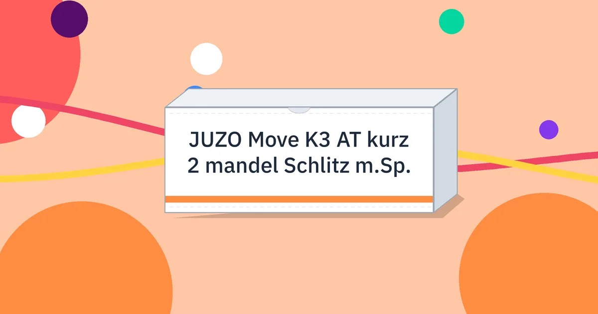Symbolbild: Packung mit der Aufschrift JUZO Move K3 AT kurz 2 mandel Schlitz m.Sp. (PZN 20684294) – Verfügbarkeit und Bezug in Apotheken in Frankfurt am Main