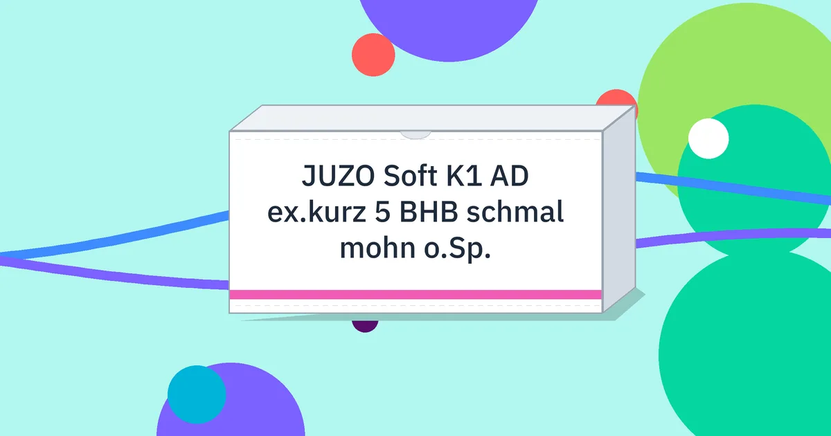 Symbolbild: Packung mit der Aufschrift JUZO Soft K1 AD ex.kurz 5 BHB schmal mohn o.Sp. (PZN 15464722) – Verfügbarkeit und Bezug in Apotheken in Frankfurt am Main
