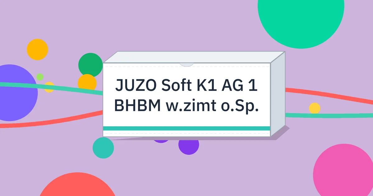 Symbolbild: Packung mit der Aufschrift JUZO Soft K1 AG 1 BHBM w.zimt o.Sp. (PZN 14864721) – Verfügbarkeit und Bezug in Apotheken in Frankfurt am Main