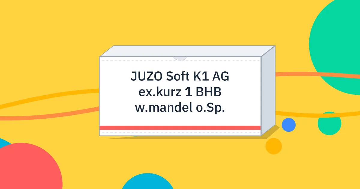 Symbolbild: Packung mit der Aufschrift JUZO Soft K1 AG ex.kurz 1 BHB w.mandel o.Sp. (PZN 14840235) – Verfügbarkeit und Bezug in Apotheken in Frankfurt am Main