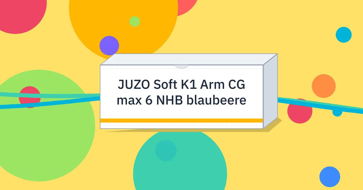Symbolbild: Packung mit der Aufschrift JUZO Soft K1 Arm CG max 6 NHB blaubeere (PZN 15509063) – Verfügbarkeit und Bezug in Apotheken in Frankfurt am Main