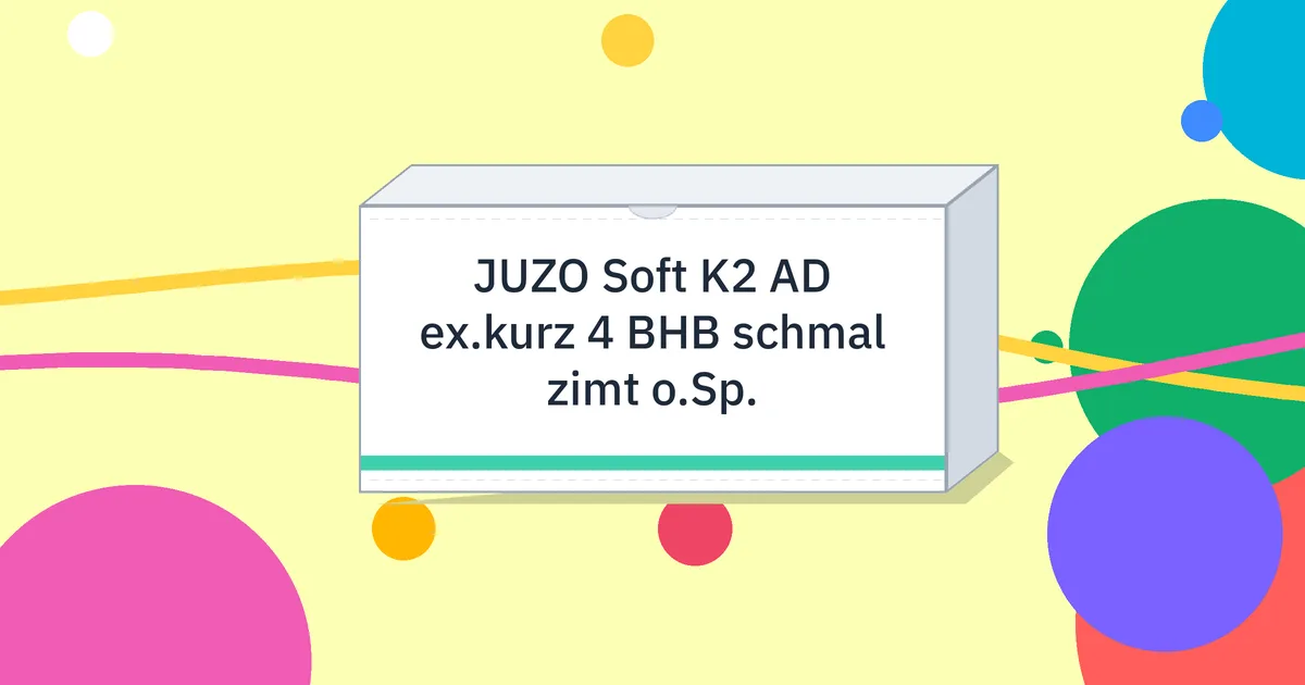 Symbolbild: Packung mit der Aufschrift JUZO Soft K2 AD ex.kurz 4 BHB schmal zimt o.Sp. (PZN 15468281) – Verfügbarkeit und Bezug in Apotheken in Frankfurt am Main