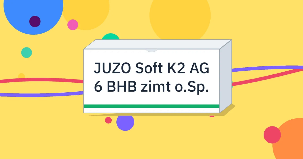 Symbolbild: Packung mit der Aufschrift JUZO Soft K2 AG 6 BHB zimt o.Sp. (PZN 14825394) – Verfügbarkeit und Bezug in Apotheken in Frankfurt am Main