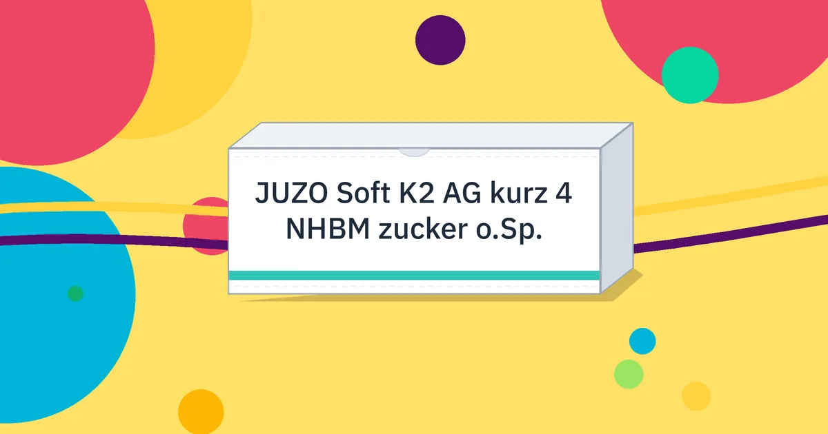 Symbolbild: Packung mit der Aufschrift JUZO Soft K2 AG kurz 4 NHBM zucker o.Sp. (PZN 15001850) – Verfügbarkeit und Bezug in Apotheken in Frankfurt am Main