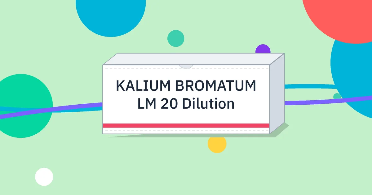 Symbolbild: Packung mit der Aufschrift KALIUM BROMATUM LM 20 Dilution (PZN 12917962) – Verfügbarkeit und Bezug in Apotheken in Frankfurt am Main