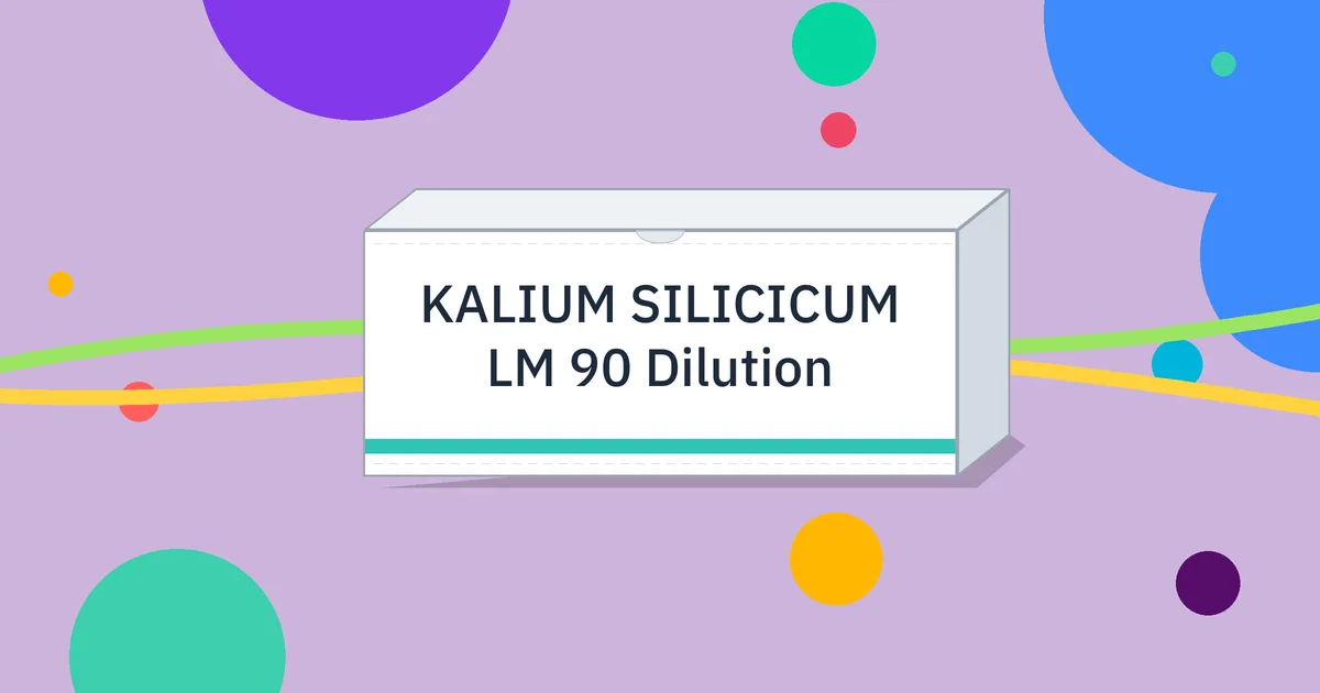 Symbolbild: Packung mit der Aufschrift KALIUM SILICICUM LM 90 Dilution (PZN 12926174) – Verfügbarkeit und Bezug in Apotheken in Frankfurt am Main