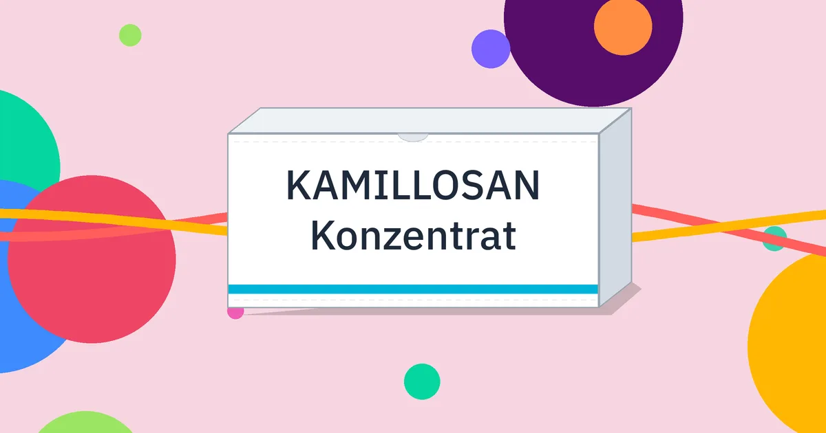 Symbolbild: Packung mit der Aufschrift KAMILLOSAN Konzentrat (PZN 00565104) – Verfügbarkeit und Bezug in Apotheken in Frankfurt am Main