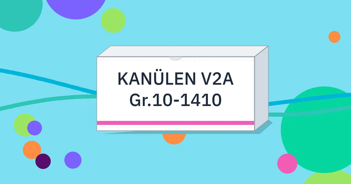 Symbolbild: Packung mit der Aufschrift KANÜLEN V2A Gr.10-1410 (PZN 01963717) – Verfügbarkeit und Bezug in Apotheken in Frankfurt am Main