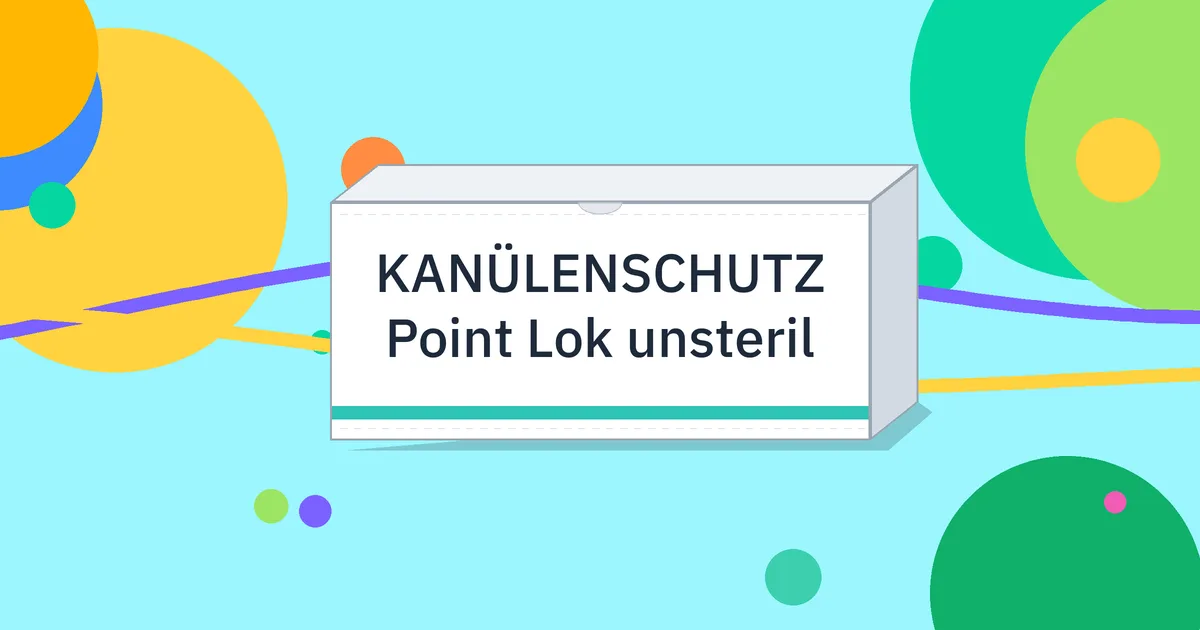 Symbolbild: Packung mit der Aufschrift KANÜLENSCHUTZ Point Lok unsteril (PZN 09215498) – Verfügbarkeit und Bezug in Apotheken in Frankfurt am Main