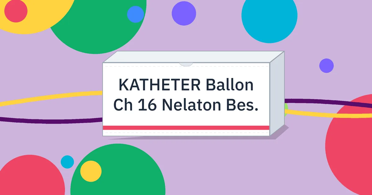 Symbolbild: Packung mit der Aufschrift KATHETER Ballon Ch 16 Nelaton Bes. (PZN 02441240) – Verfügbarkeit und Bezug in Apotheken in Frankfurt am Main