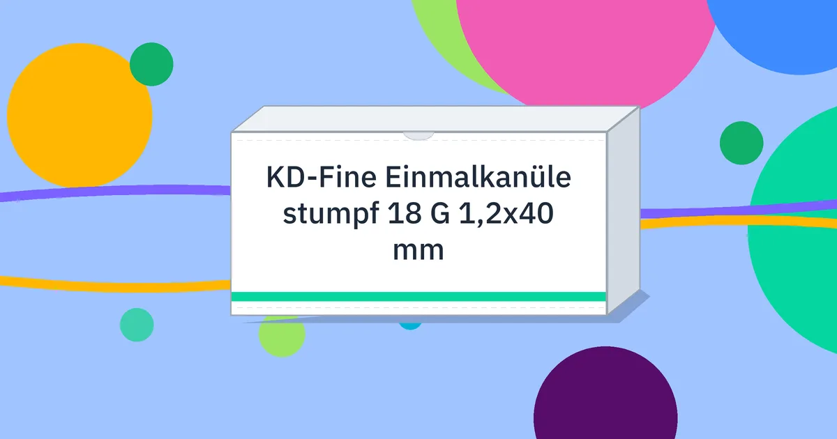 Symbolbild: Packung mit der Aufschrift KD-Fine Einmalkanüle stumpf 18 G 1,2x40 mm (PZN 20385083) – Verfügbarkeit und Bezug in Apotheken in Frankfurt am Main