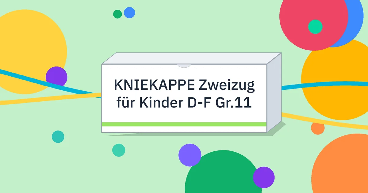Symbolbild: Packung mit der Aufschrift KNIEKAPPE Zweizug für Kinder D-F Gr.11 (PZN 01738073) – Verfügbarkeit und Bezug in Apotheken in Frankfurt am Main