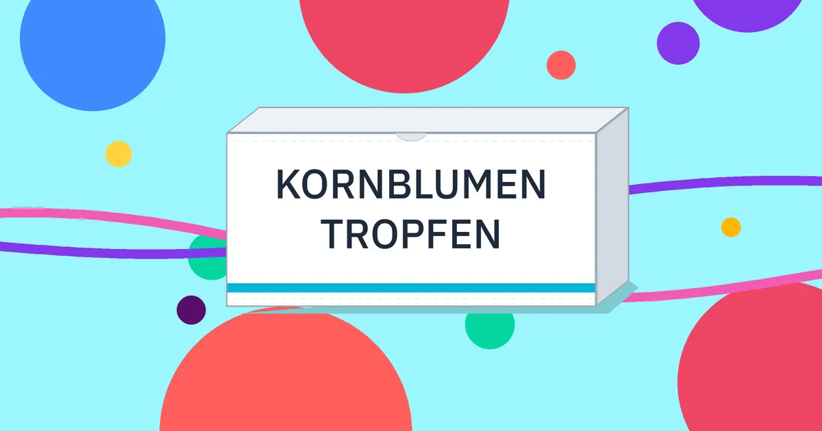 Symbolbild: Packung mit der Aufschrift KORNBLUMEN TROPFEN (PZN 14281965) – Verfügbarkeit und Bezug in Apotheken in Frankfurt am Main
