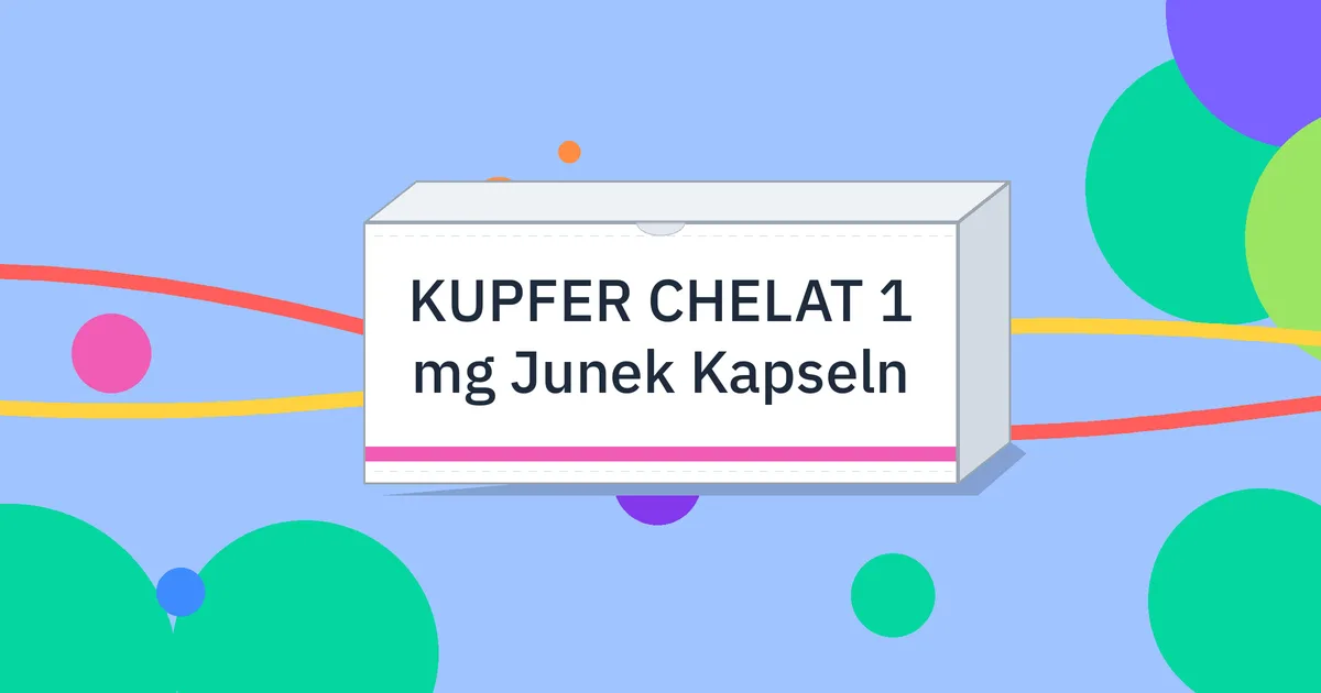 Symbolbild: Packung mit der Aufschrift KUPFER CHELAT 1 mg Junek Kapseln (PZN 10191136) – Verfügbarkeit und Bezug in Apotheken in Frankfurt am Main