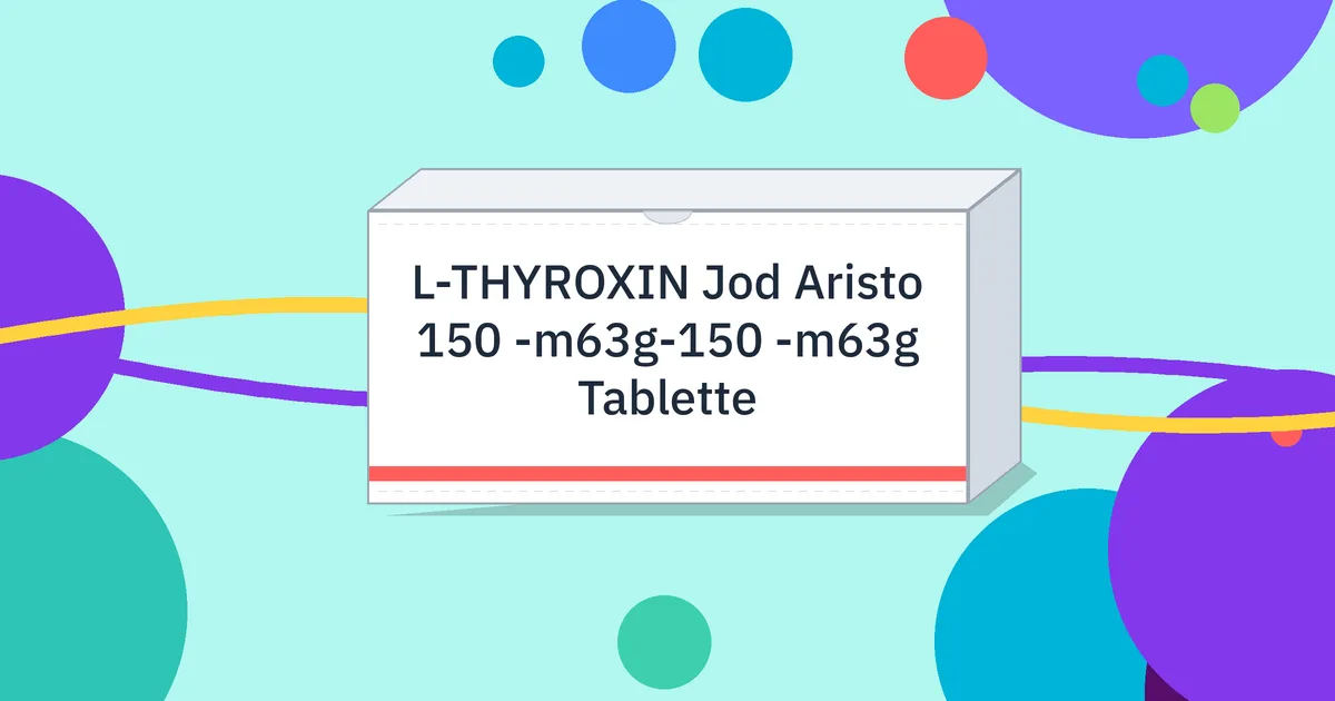 Symbolbild: Packung mit der Aufschrift L-THYROXIN Jod Aristo 150 -m63g-150 -m63g Tablette (PZN 03419567) – Verfügbarkeit und Bezug in Apotheken in Frankfurt am Main