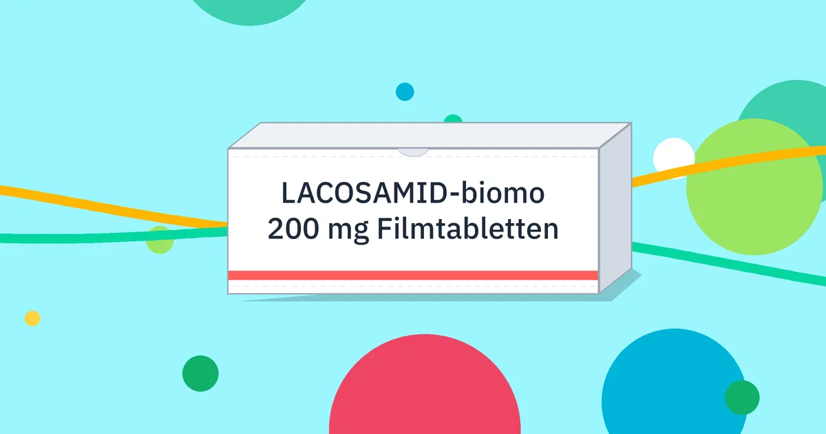 Symbolbild: Packung mit der Aufschrift LACOSAMID-biomo 200 mg Filmtabletten (PZN 17212580) – Verfügbarkeit und Bezug in Apotheken in Frankfurt am Main