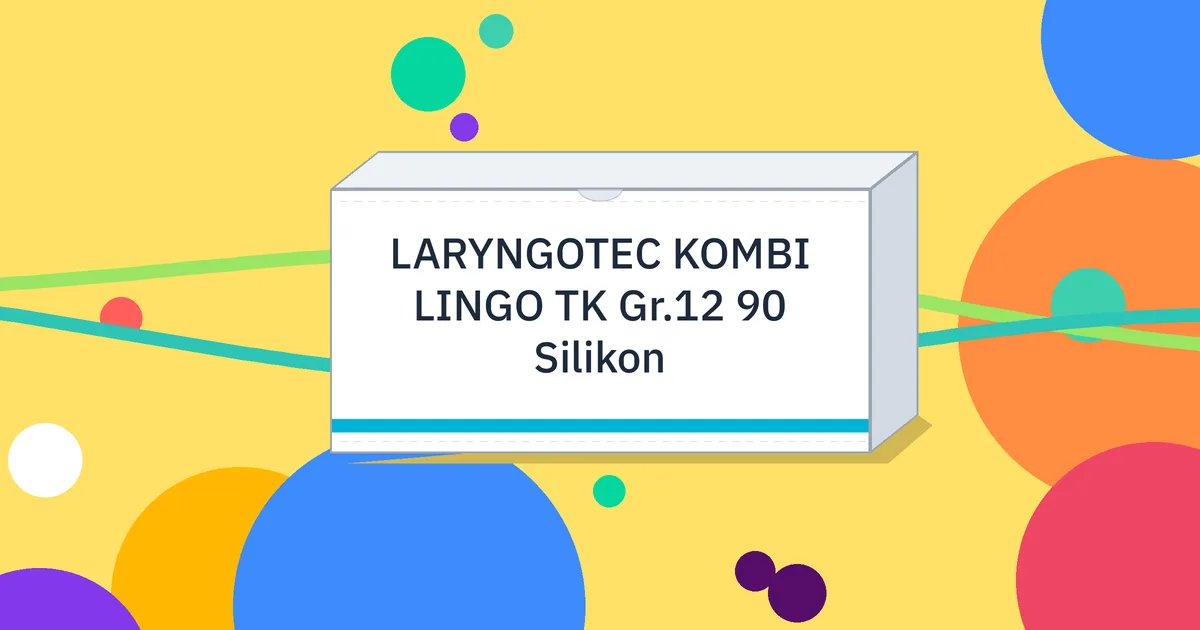 Symbolbild: Packung mit der Aufschrift LARYNGOTEC KOMBI LINGO TK Gr.12 90 Silikon (PZN 19186102) – Verfügbarkeit und Bezug in Apotheken in Frankfurt am Main