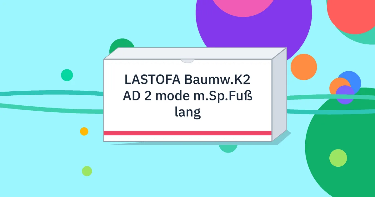 Symbolbild: Packung mit der Aufschrift LASTOFA Baumw.K2 AD 2 mode m.Sp.Fuß lang (PZN 01943850) – Verfügbarkeit und Bezug in Apotheken in Frankfurt am Main
