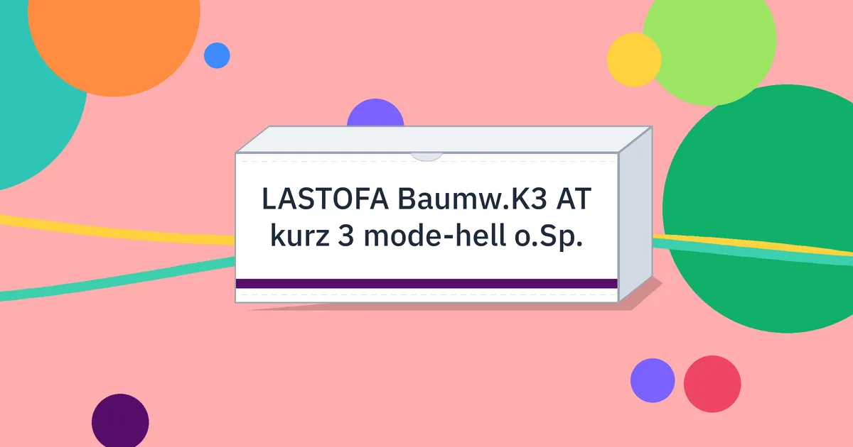 Symbolbild: Packung mit der Aufschrift LASTOFA Baumw.K3 AT kurz 3 mode-hell o.Sp. (PZN 01959182) – Verfügbarkeit und Bezug in Apotheken in Frankfurt am Main