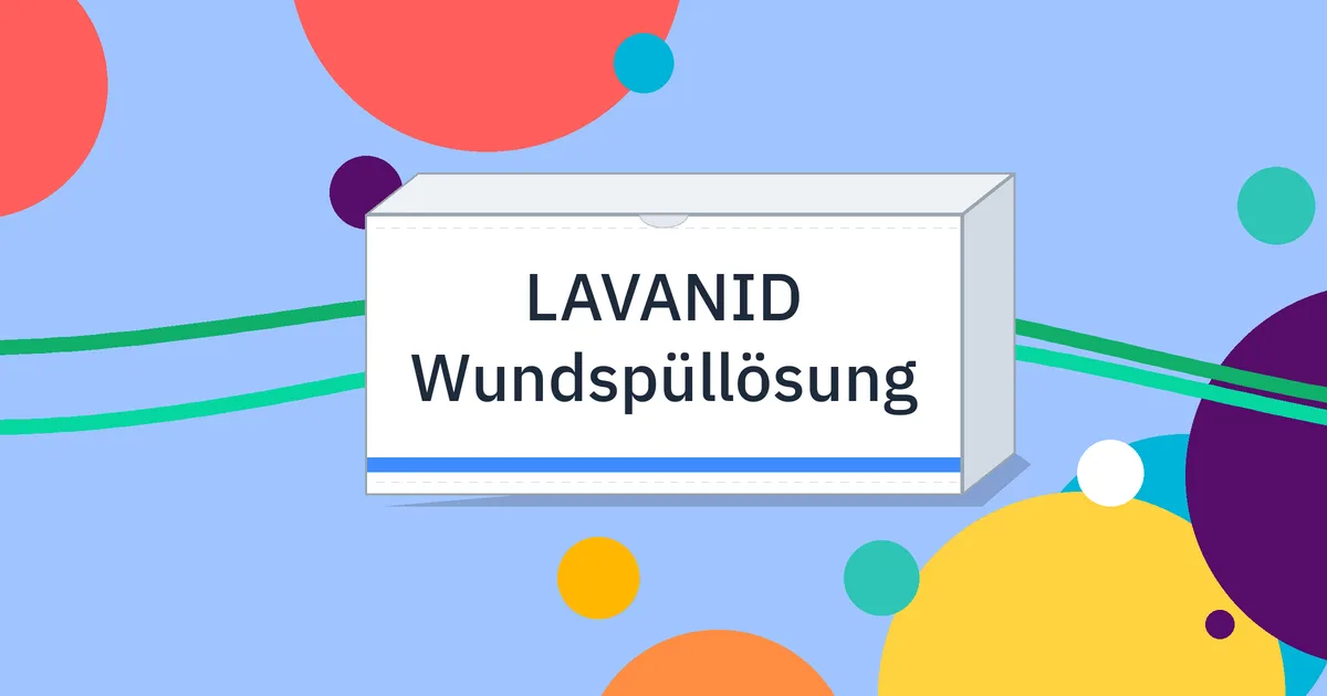 Symbolbild: Packung mit der Aufschrift LAVANID Wundspüllösung (PZN 20328300) – Verfügbarkeit und Bezug in Apotheken in Frankfurt am Main