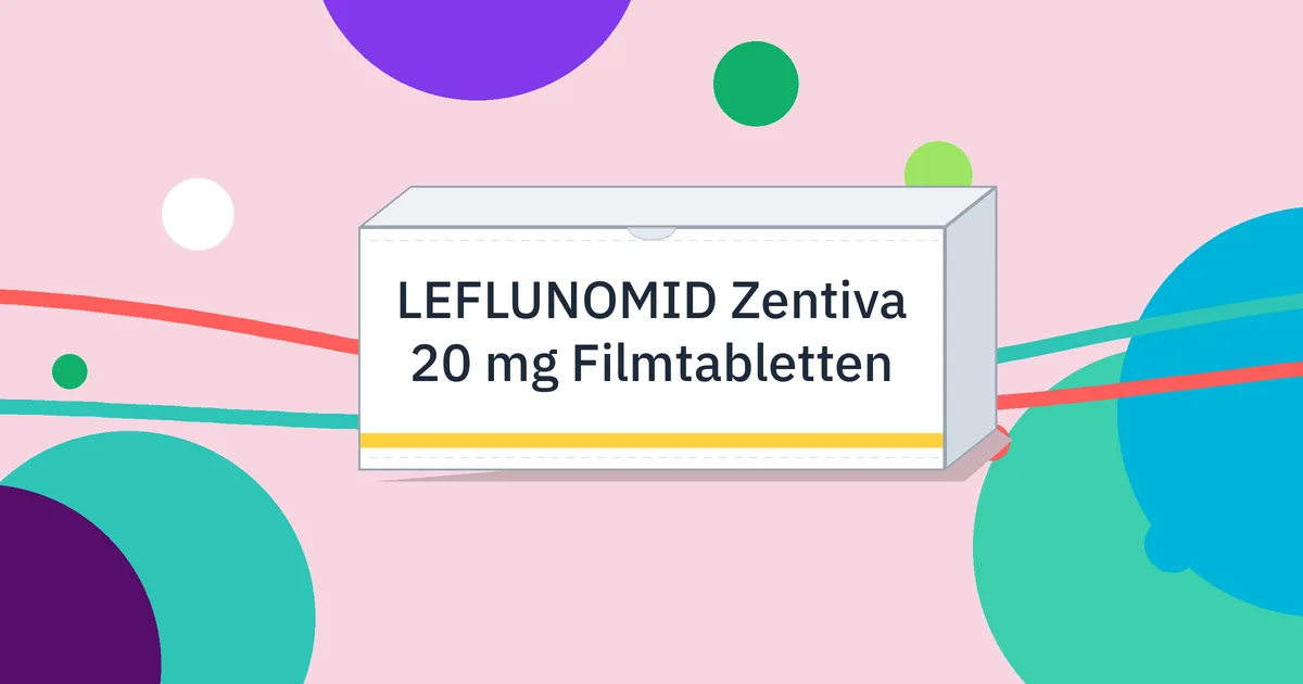 Symbolbild: Packung mit der Aufschrift LEFLUNOMID Zentiva 20 mg Filmtabletten (PZN 20136931) – Verfügbarkeit und Bezug in Apotheken in Frankfurt am Main