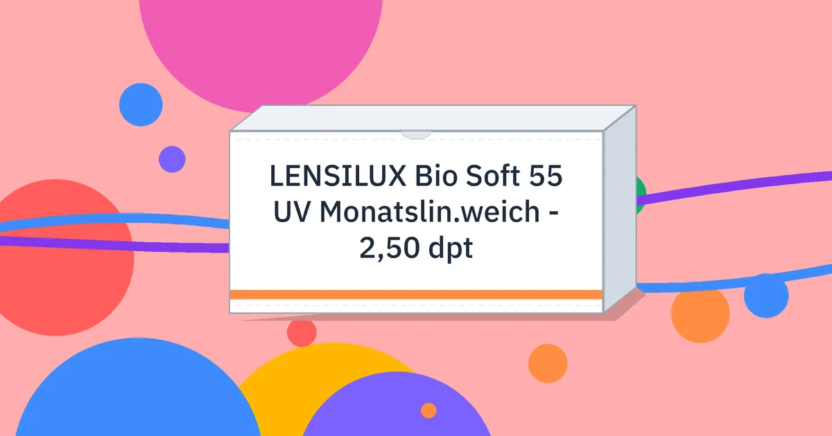 Symbolbild: Packung mit der Aufschrift LENSILUX Bio Soft 55 UV Monatslin.weich -2,50 dpt (PZN 20001680) – Verfügbarkeit und Bezug in Apotheken in Frankfurt am Main