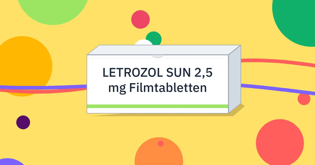 Symbolbild: Packung mit der Aufschrift LETROZOL SUN 2,5 mg Filmtabletten (PZN 14039649) – Verfügbarkeit und Bezug in Apotheken in Frankfurt am Main
