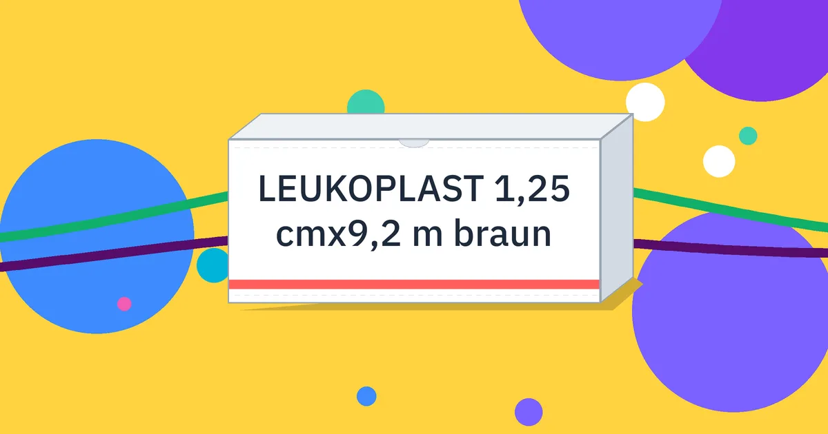 Symbolbild: Packung mit der Aufschrift LEUKOPLAST 1,25 cmx9,2 m braun (PZN 12775717) – Verfügbarkeit und Bezug in Apotheken in Frankfurt am Main