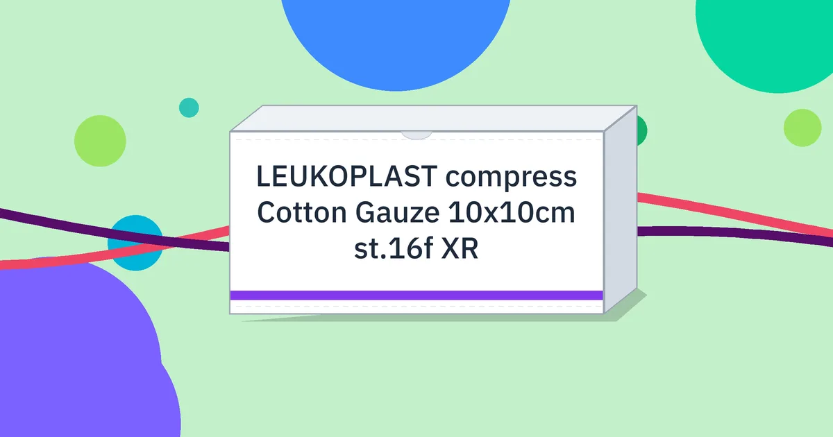 Symbolbild: Packung mit der Aufschrift LEUKOPLAST compress Cotton Gauze 10x10cm st.16f XR (PZN 17208012) – Verfügbarkeit und Bezug in Apotheken in Frankfurt am Main