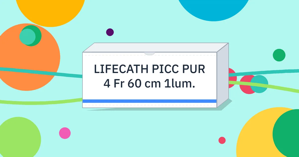Symbolbild: Packung mit der Aufschrift LIFECATH PICC PUR 4 Fr 60 cm 1lum. (PZN 15209390) – Verfügbarkeit und Bezug in Apotheken in Frankfurt am Main