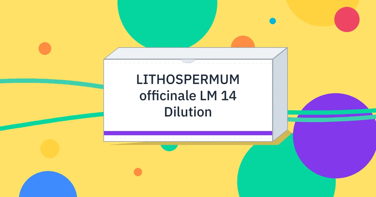Symbolbild: Packung mit der Aufschrift LITHOSPERMUM officinale LM 14 Dilution (PZN 13532052) – Verfügbarkeit und Bezug in Apotheken in Frankfurt am Main