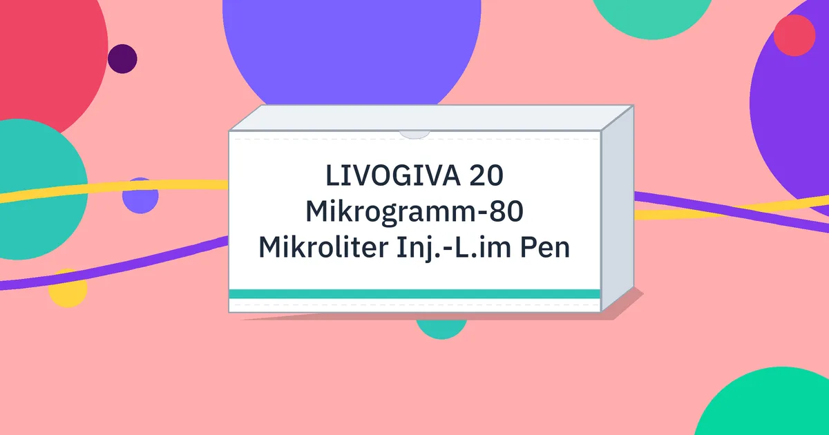 Symbolbild: Packung mit der Aufschrift LIVOGIVA 20 Mikrogramm-80 Mikroliter Inj.-L.im Pen (PZN 20379378) – Verfügbarkeit und Bezug in Apotheken in Frankfurt am Main