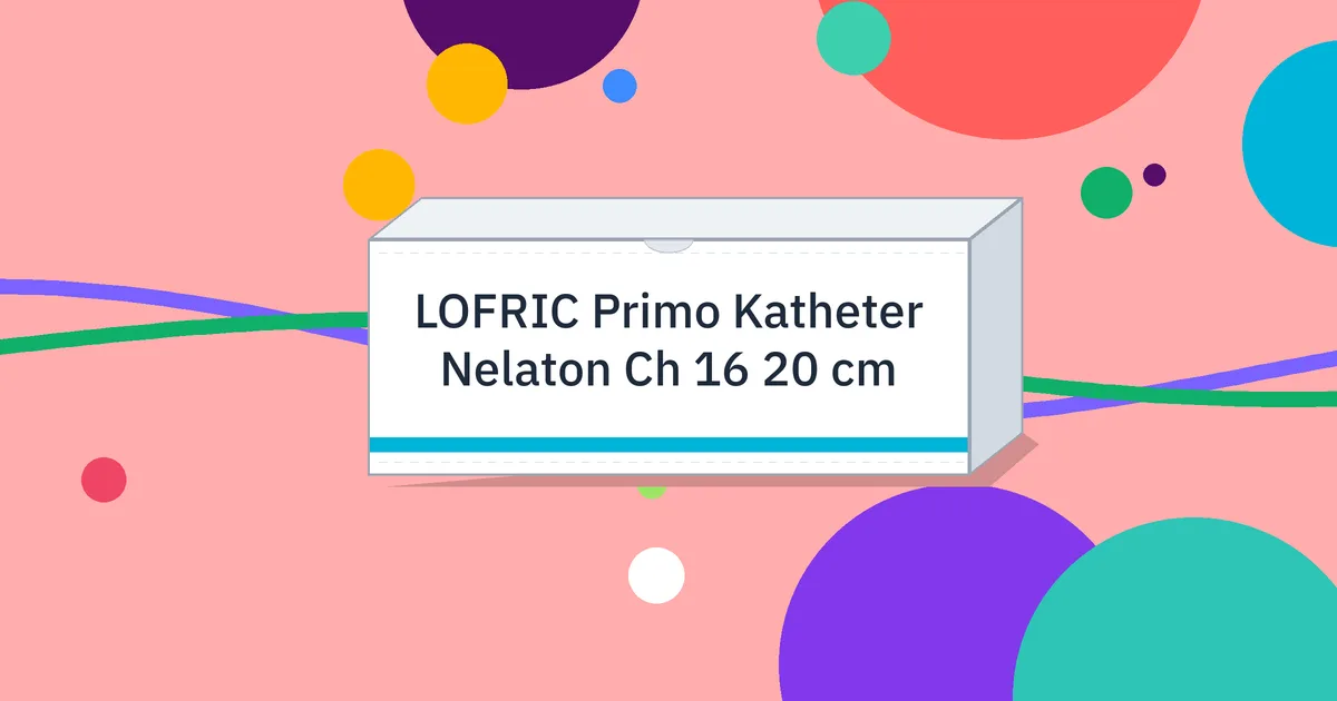 Symbolbild: Packung mit der Aufschrift LOFRIC Primo Katheter Nelaton Ch 16 20 cm (PZN 16672210) – Verfügbarkeit und Bezug in Apotheken in Frankfurt am Main