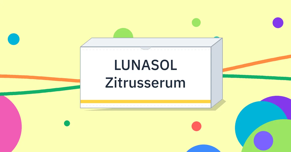 Symbolbild: Packung mit der Aufschrift LUNASOL Zitrusserum (PZN 19755103) – Verfügbarkeit und Bezug in Apotheken in Frankfurt am Main