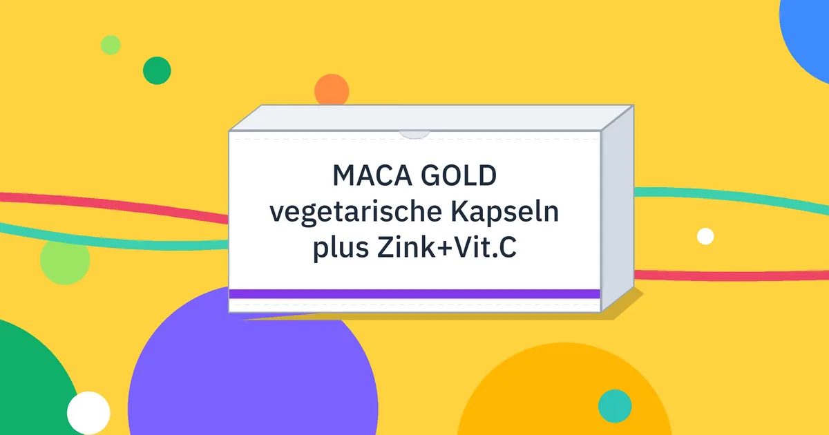 Symbolbild: Packung mit der Aufschrift MACA GOLD vegetarische Kapseln plus Zink+Vit.C (PZN 07020810) – Verfügbarkeit und Bezug in Apotheken in Frankfurt am Main