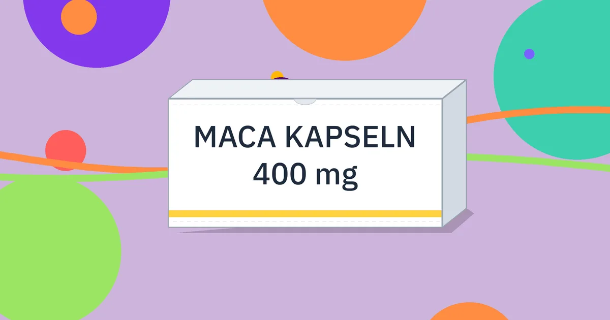 Symbolbild: Packung mit der Aufschrift MACA KAPSELN 400 mg (PZN 05528533) – Verfügbarkeit und Bezug in Apotheken in Frankfurt am Main