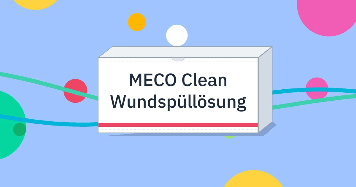 Symbolbild: Packung mit der Aufschrift MECO Clean Wundspüllösung (PZN 19768749) – Verfügbarkeit und Bezug in Apotheken in Frankfurt am Main
