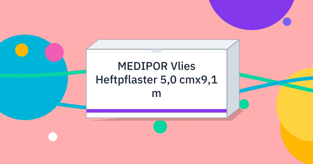 Symbolbild: Packung mit der Aufschrift MEDIPOR Vlies Heftpflaster 5,0 cmx9,1 m (PZN 00971850) – Verfügbarkeit und Bezug in Apotheken in Frankfurt am Main