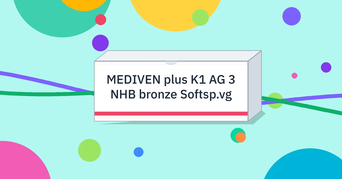 Symbolbild: Packung mit der Aufschrift MEDIVEN plus K1 AG 3 NHB bronze Softsp.vg (PZN 15922188) – Verfügbarkeit und Bezug in Apotheken in Frankfurt am Main