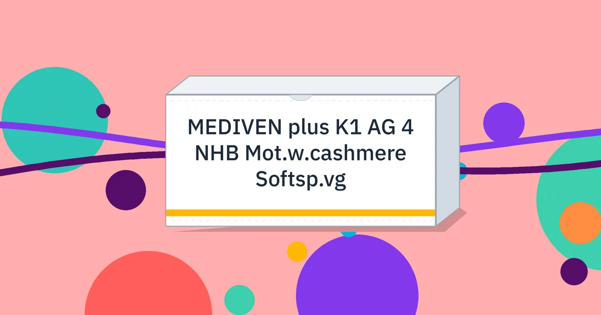 Symbolbild: Packung mit der Aufschrift MEDIVEN plus K1 AG 4 NHB Mot.w.cashmere Softsp.vg (PZN 15919766) – Verfügbarkeit und Bezug in Apotheken in Frankfurt am Main