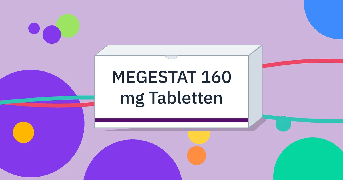 Symbolbild: Packung mit der Aufschrift MEGESTAT 160 mg Tabletten (PZN 12635502) – Verfügbarkeit und Bezug in Apotheken in Frankfurt am Main