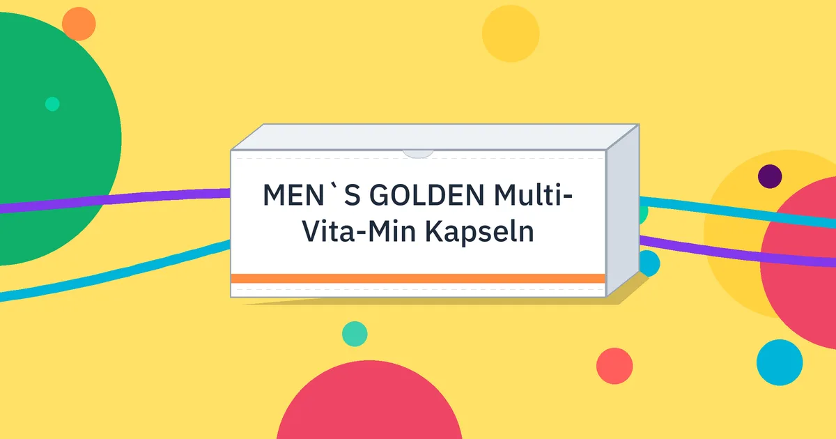 Symbolbild: Packung mit der Aufschrift MEN`S GOLDEN Multi-Vita-Min Kapseln (PZN 17386096) – Verfügbarkeit und Bezug in Apotheken in Frankfurt am Main