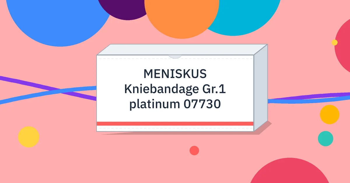 Symbolbild: Packung mit der Aufschrift MENISKUS Kniebandage Gr.1 platinum 07730 (PZN 06826741) – Verfügbarkeit und Bezug in Apotheken in Frankfurt am Main