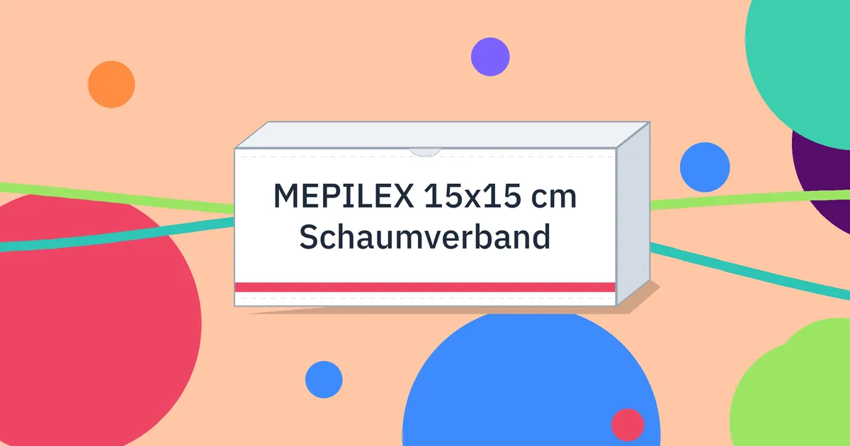 Symbolbild: Packung mit der Aufschrift MEPILEX 15x15 cm Schaumverband (PZN 12410921) – Verfügbarkeit und Bezug in Apotheken in Frankfurt am Main