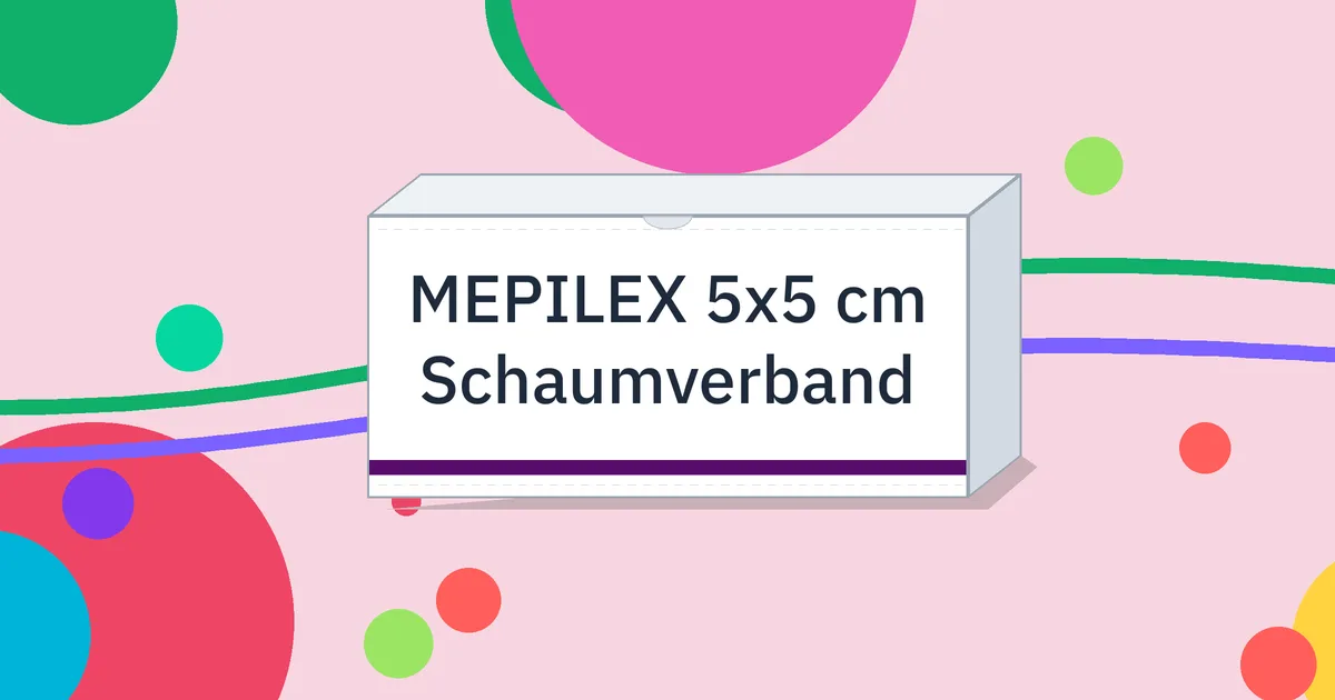 Symbolbild: Packung mit der Aufschrift MEPILEX 5x5 cm Schaumverband (PZN 18052026) – Verfügbarkeit und Bezug in Apotheken in Frankfurt am Main