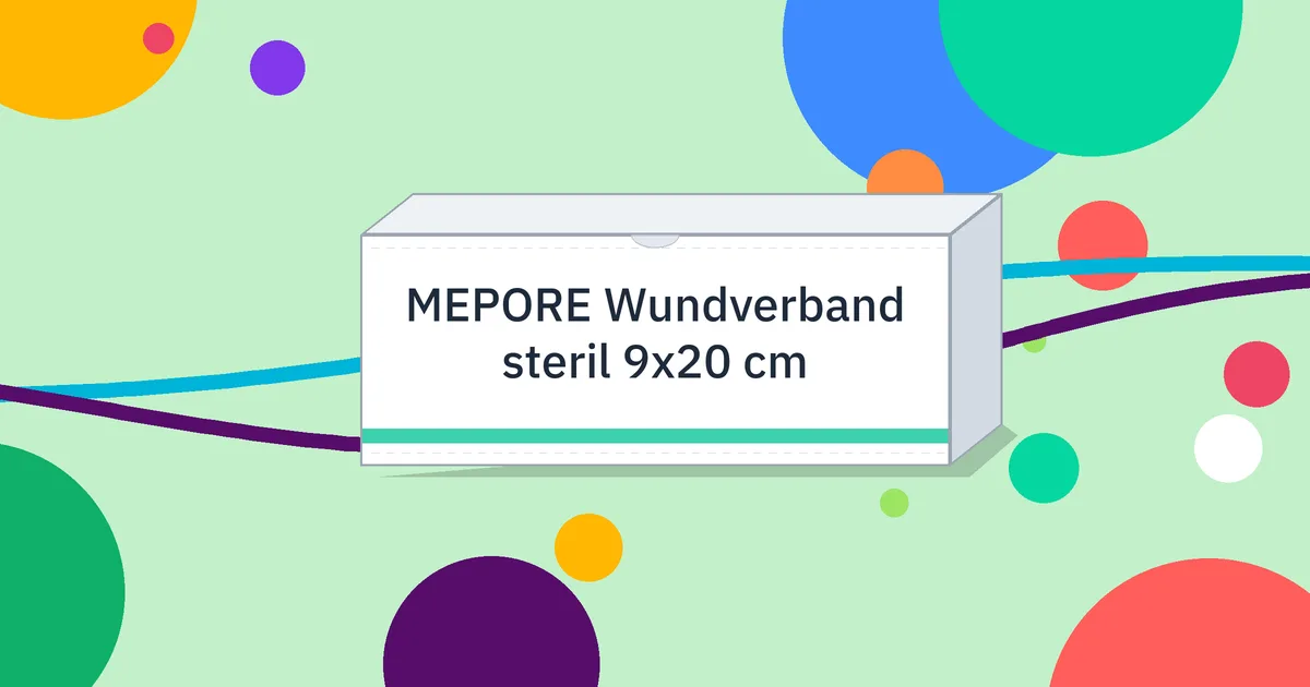 Symbolbild: Packung mit der Aufschrift MEPORE Wundverband steril 9x20 cm (PZN 11152428) – Verfügbarkeit und Bezug in Apotheken in Frankfurt am Main
