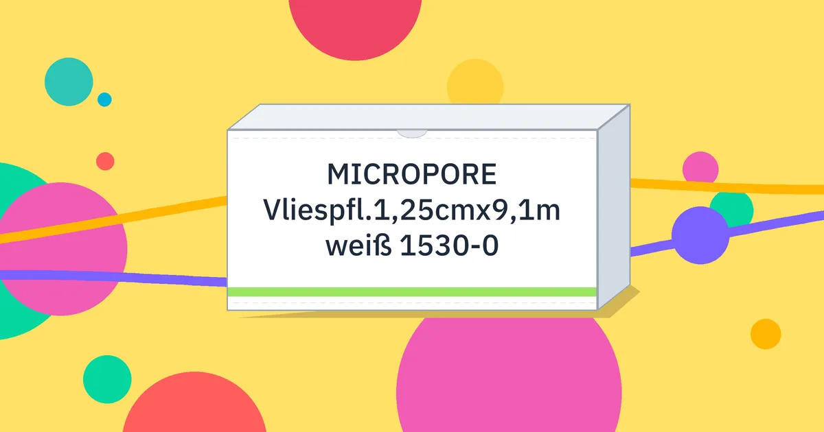 Symbolbild: Packung mit der Aufschrift MICROPORE Vliespfl.1,25cmx9,1m weiß 1530-0 (PZN 19814774) – Verfügbarkeit und Bezug in Apotheken in Frankfurt am Main