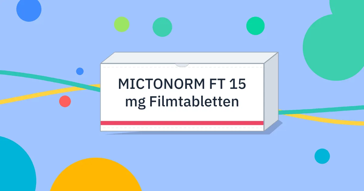 Symbolbild: Packung mit der Aufschrift MICTONORM FT 15 mg Filmtabletten (PZN 19911313) – Verfügbarkeit und Bezug in Apotheken in Frankfurt am Main