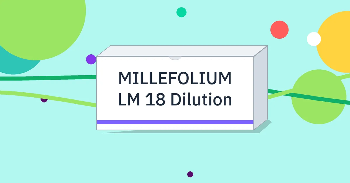 Symbolbild: Packung mit der Aufschrift MILLEFOLIUM LM 18 Dilution (PZN 13608039) – Verfügbarkeit und Bezug in Apotheken in Frankfurt am Main
